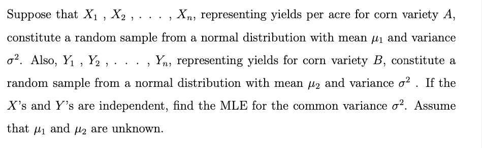 Solved Suppose that x1,x2,dots,xn, ﻿representing yields per | Chegg.com