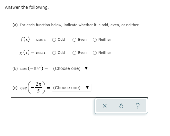 Solved Answer the following. (a) For each function below, | Chegg.com
