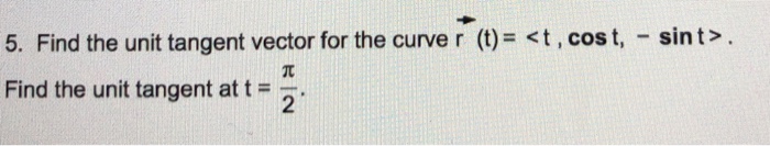 Solved Find the unit tangent vector for the curve r(t)