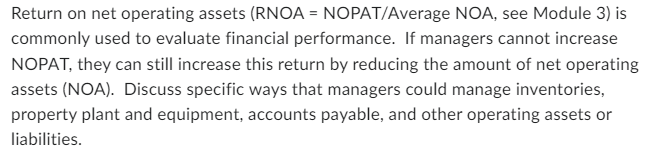 Solved Return on net operating assets (RNOA = NOPAT/Average | Chegg.com