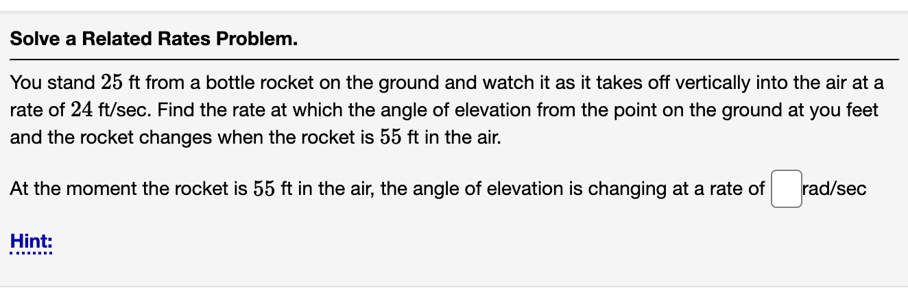 Solved Solve a Related Rates Problem. You stand 25 ft from a | Chegg.com