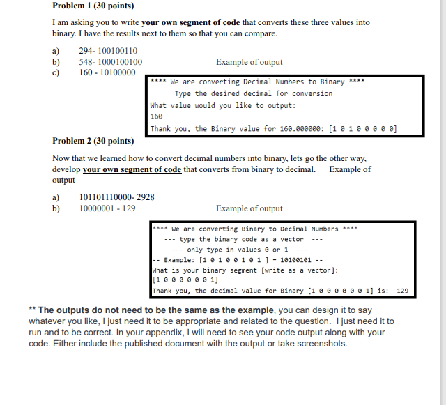 Solved Use MATLAB and DO NOT USE BUILT FUNCTION SUCH DEC2BIN | Chegg.com