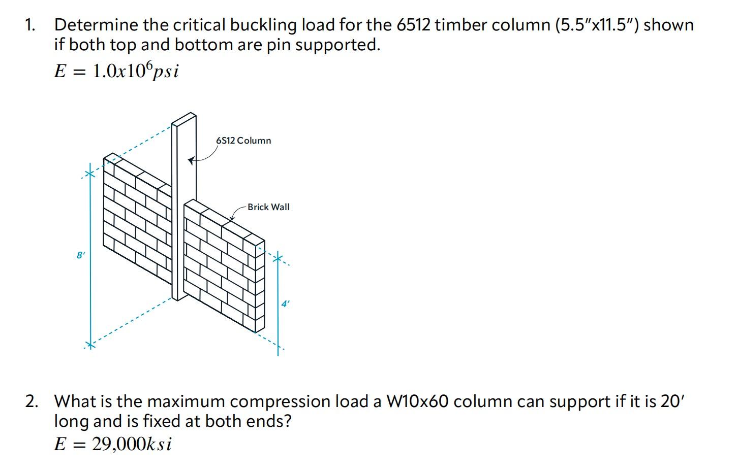 Solved Determine the critical buckling load for the 6512 | Chegg.com
