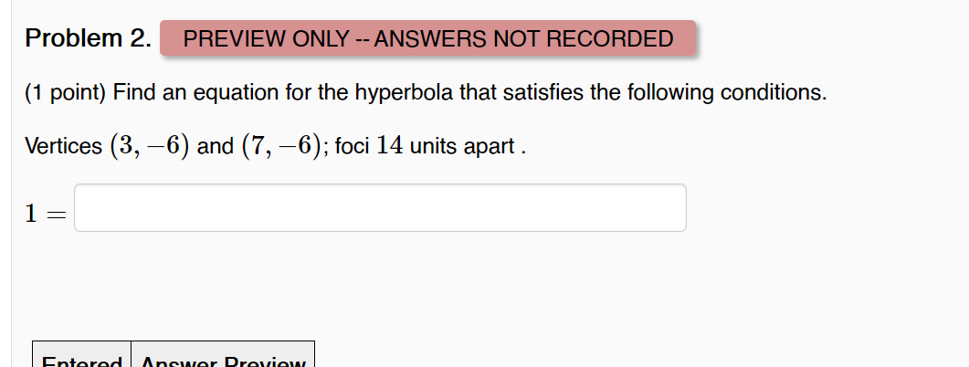 Solved Problem 2. PREVIEW ONLY -- ANSWERS NOT RECORDED (1 | Chegg.com