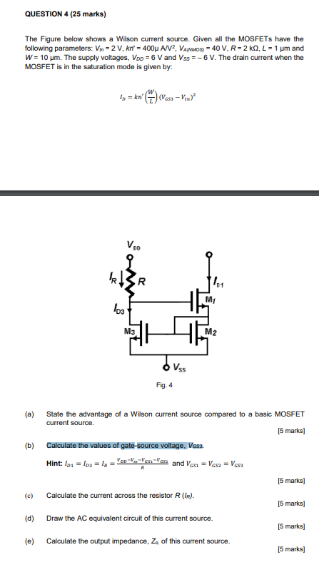 Solved QUESTION 4 (25 marks) The Figure below shows a Wilson | Chegg.com