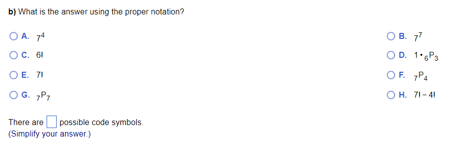 Solved How many code symbols can be formed using 4 out of 7 | Chegg.com