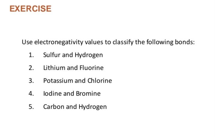 Solved Use electronegativity values to classify the | Chegg.com