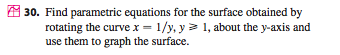 Solved 30. Find parametric equations for the surface | Chegg.com
