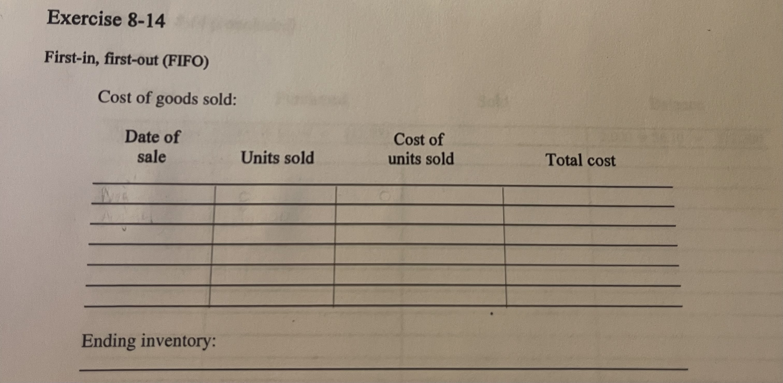 Solved E 8-14 Inventory cost flow mothods; perpetual system | Chegg.com