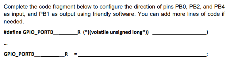 Complete the code fragment below to configure the | Chegg.com