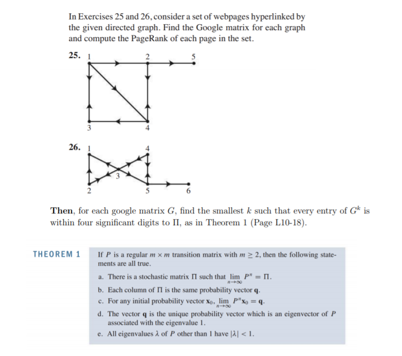 In Exercises 25 and 26, consider a set of webpages | Chegg.com