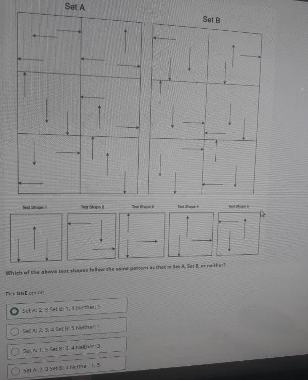 Solved Set A Set B Test Shape 1 Test Shape 2 Test Shapes | Chegg.com