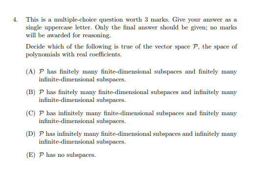 Solved 4. This is a multiple-choice question worth 3 marks. | Chegg.com