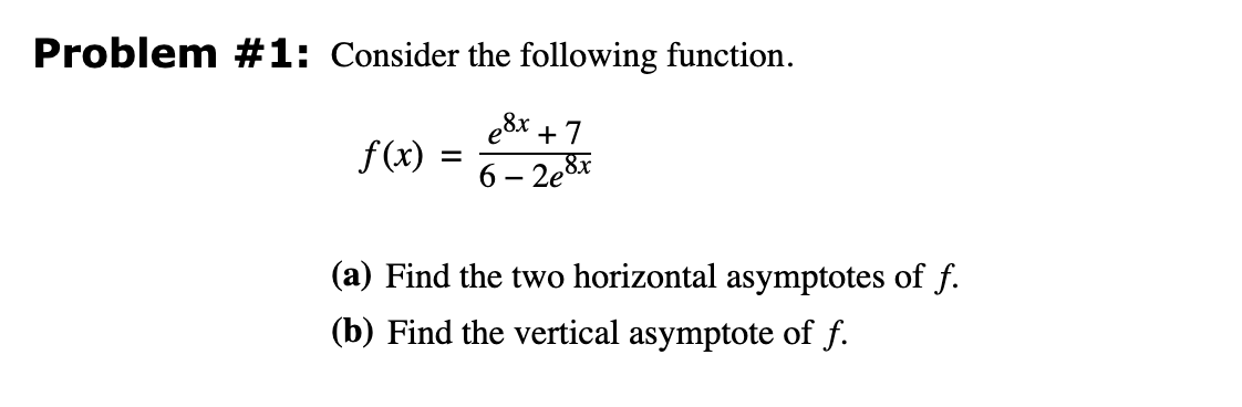 Solved Problem \# 1: Consider the following function. | Chegg.com