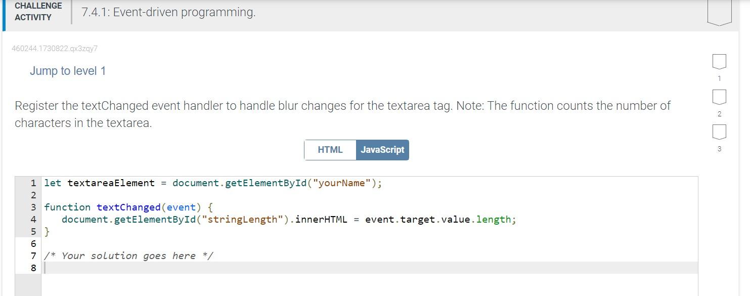 Solved Register the textChanged event handler to handle blur | Chegg.com