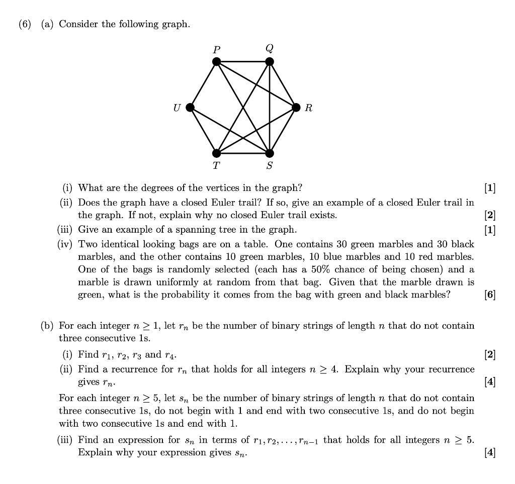 Solved (6) (a) Consider the following graph. т (i) What are | Chegg.com