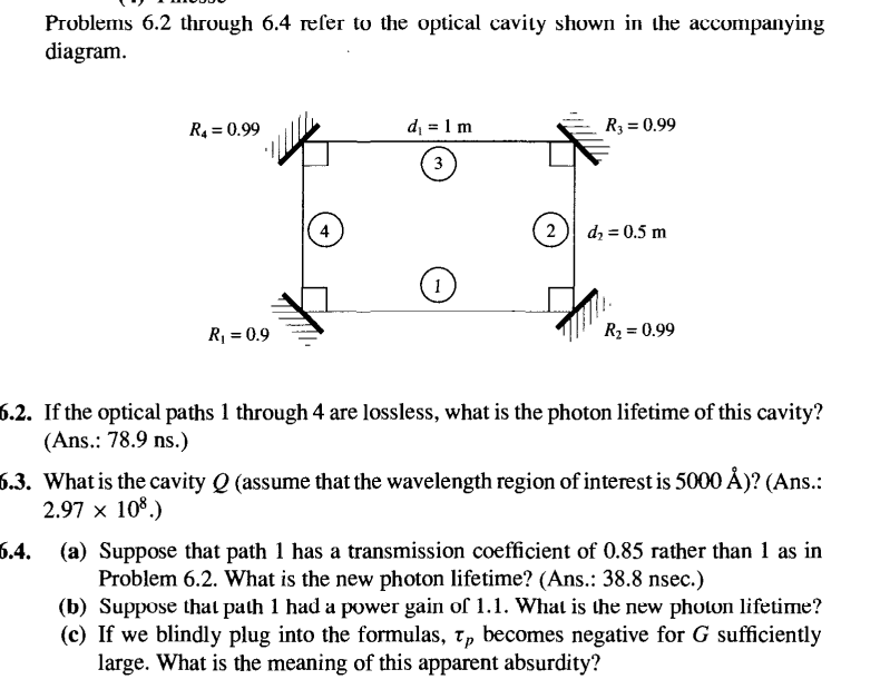 Solved Problems 6.2 ﻿through 6.4 ﻿refer to the optical | Chegg.com