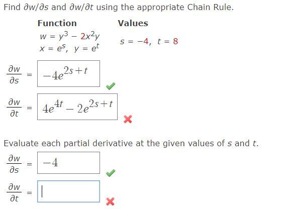 Solved Find dw/ds and ow/dt using the appropriate Chain | Chegg.com