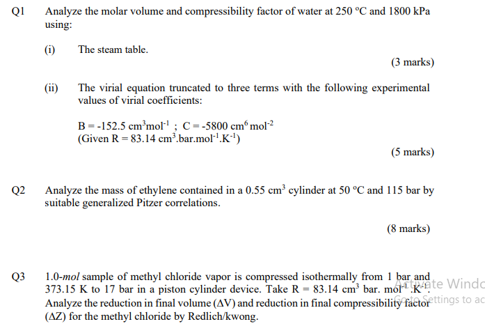 Solved Q1 Analyze the molar volume and compressibility | Chegg.com