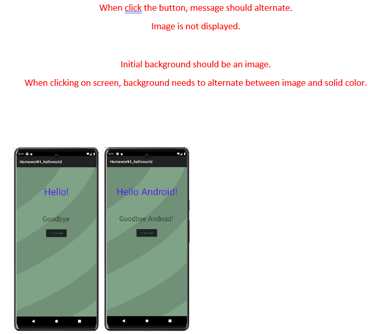 Solved When click the button, message should alternate. | Chegg.com