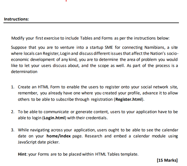 Solved Modify Your First Exercise To Include Tables And