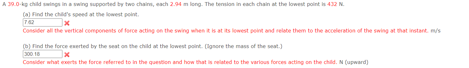 Solved 39.0−kg child swings in a swing supported by two | Chegg.com