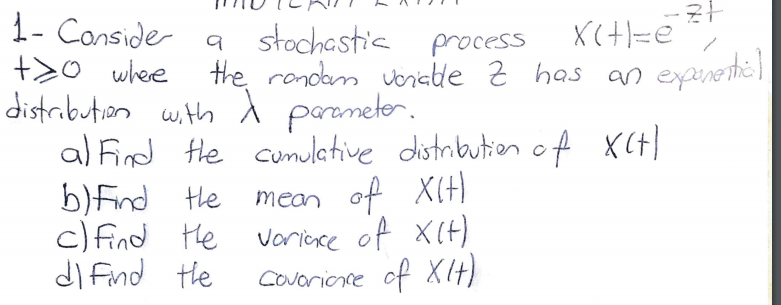 Solved Zt 1- Consider a stochastic process Xcee to where the | Chegg.com