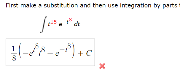 Solved First make a substitution and then use integration by | Chegg.com