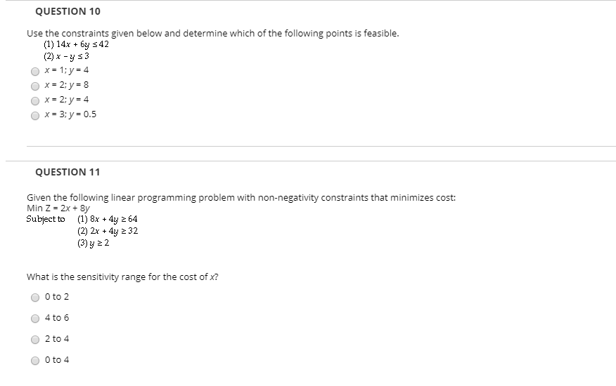 Solved QUESTION 10 Use the constraints given below and | Chegg.com