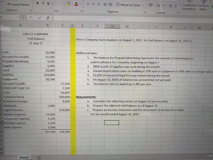 Solved Format Painter inter BIU. Clipboard + Merge & Center | Chegg.com