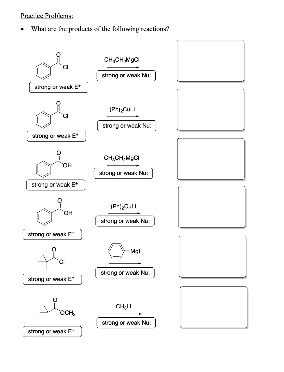 Solved Practice Problems: - What are the products of the | Chegg.com