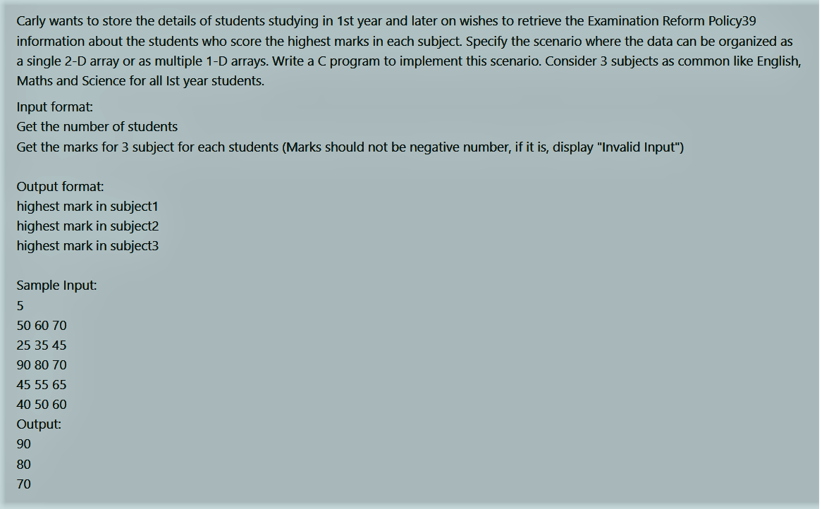 Solved Carly wants to store the details of students studying | Chegg.com