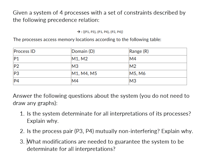 Solved Given a system of 4 processes with a set of | Chegg.com