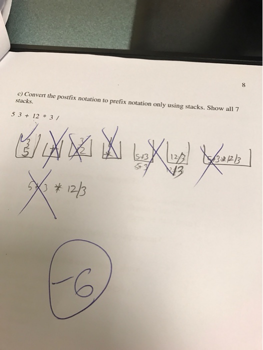 Solved 8 e) Convert the postfix notation to prefix notation | Chegg.com