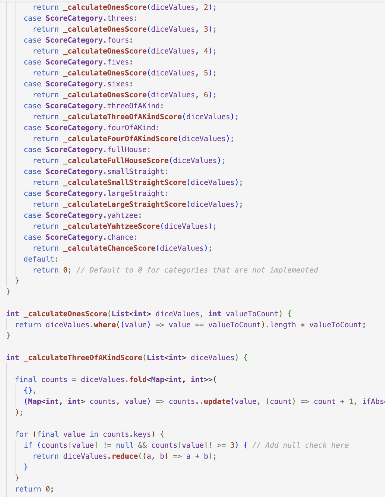 Solved CODE A YAHTZEE GAME IN DART PROGRAMMING LANGUAGE TO | Chegg.com