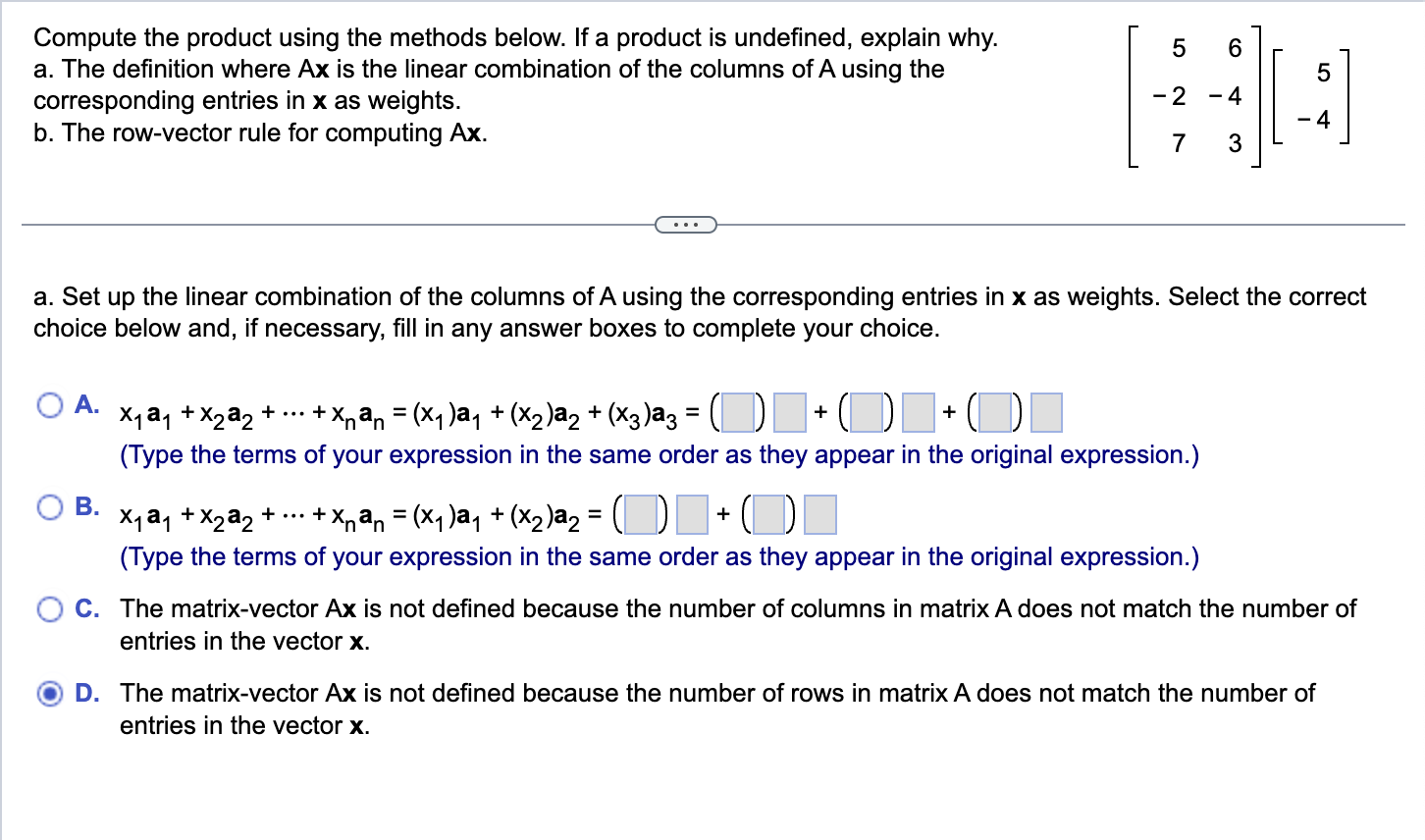 Solved Compute the product using the methods below. If a | Chegg.com