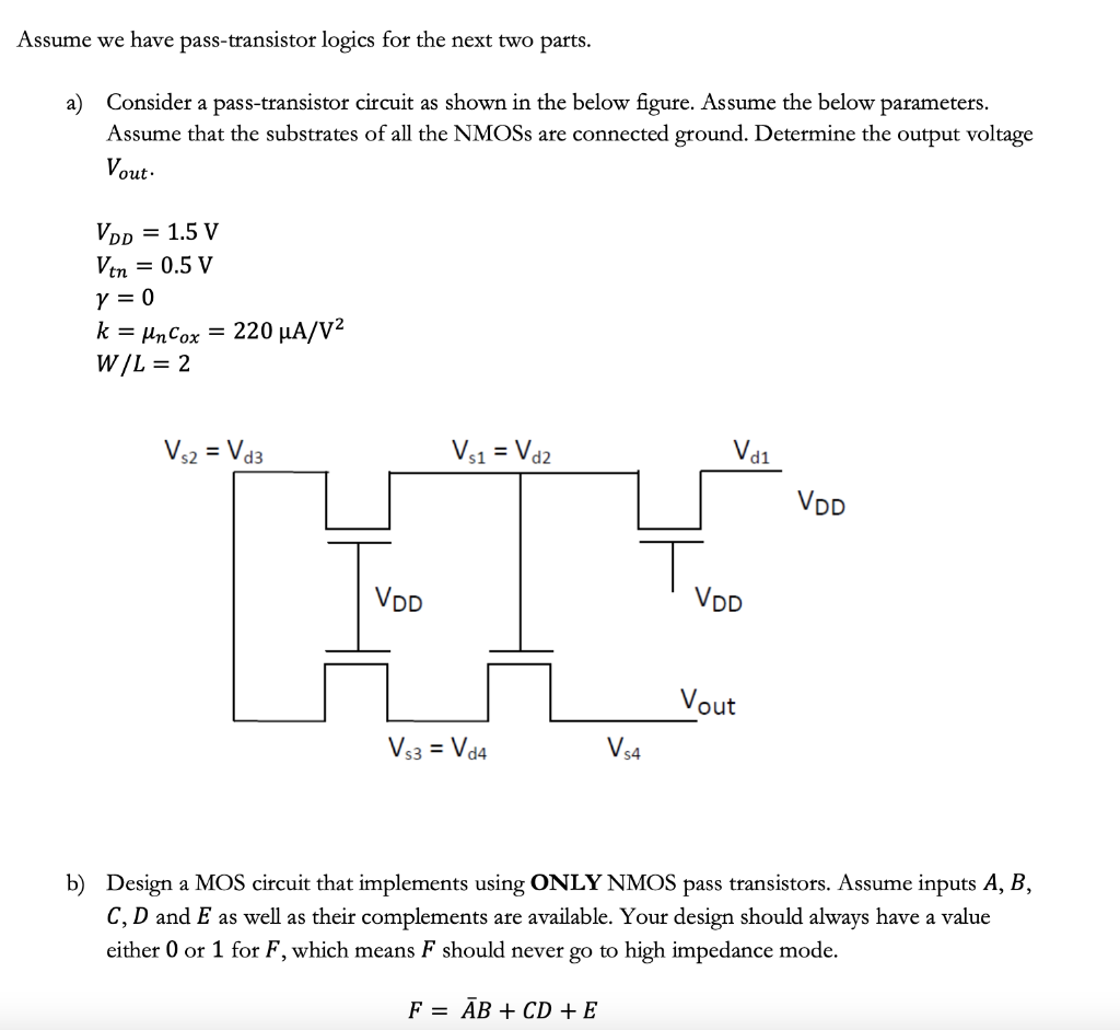Solved Assume we have pass-transistor logics for the next | Chegg.com