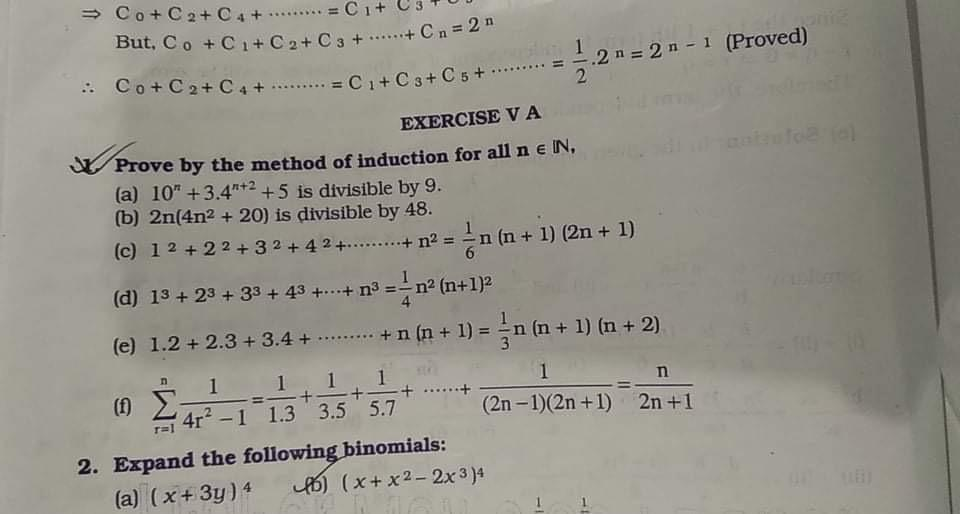 Solved But, Co + C + C 2+ C 3 + ......+ Cn= 2n = Co+C 2+ C 4 | Chegg.com