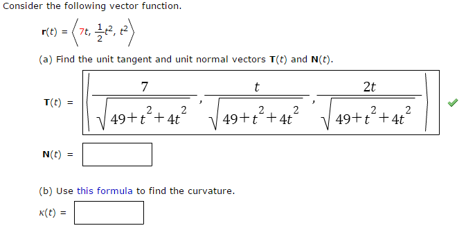 Solved Consider the following vector function. r(t) = (7t, | Chegg.com Solved Consider the following vector function. r(t) = (7t, | Chegg.com