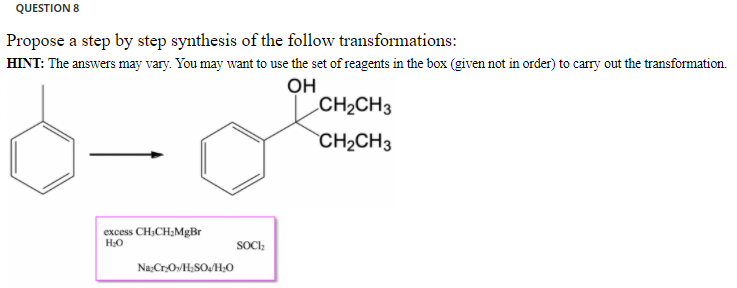 Solved QUESTIONS Propose a step by step synthesis of the | Chegg.com