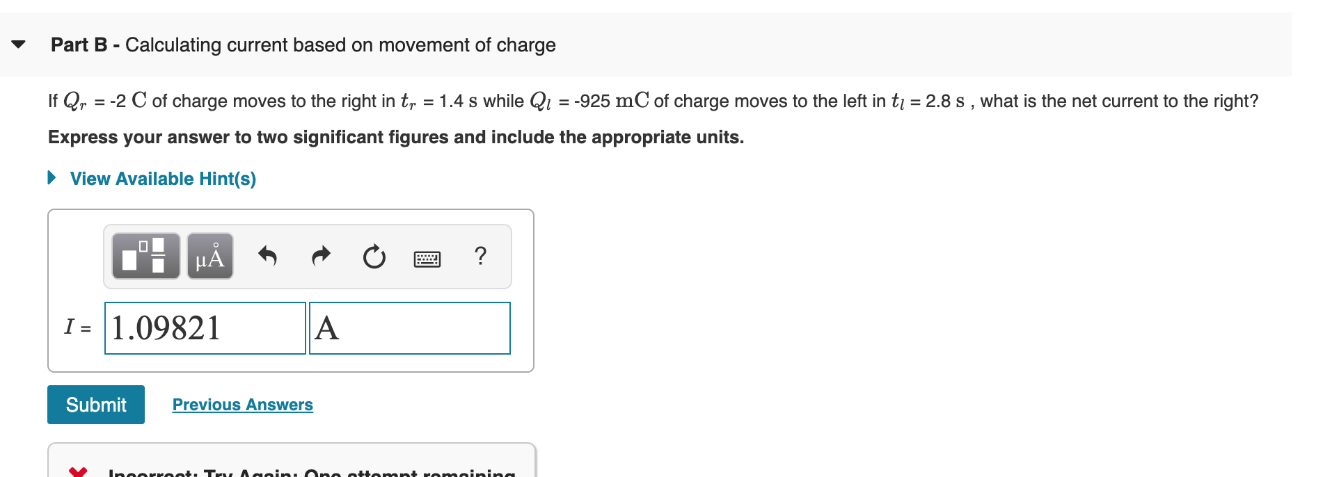 Solved Part B - Calculating current based on movement of | Chegg.com Solved Part B - Calculating current based on movement of | Chegg.com
