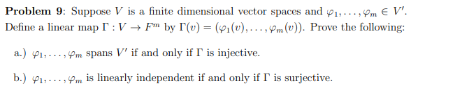 Solved Problem 9: Suppose V ﻿is a finite dimensional vector | Chegg.com