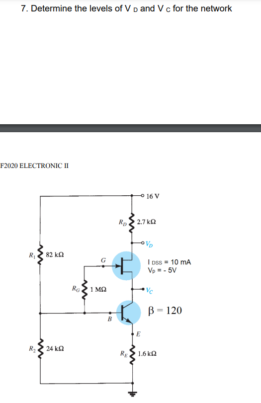 Solved Determine the levels of VD ﻿and VC ﻿for the network | Chegg.com