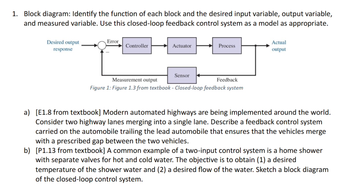 Solved a) [E1.8 ﻿from textbook] ﻿Modern automated highways | Chegg.com