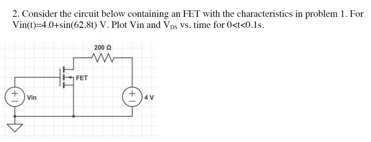 2. Consider the circuit below containing an FET with | Chegg.com
