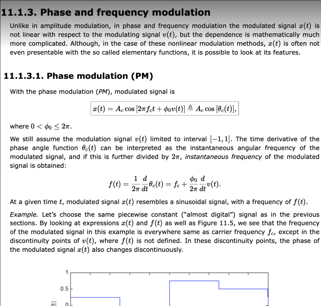 Solved Exercise: Phase modulation Consider signal v(t) = | Chegg.com