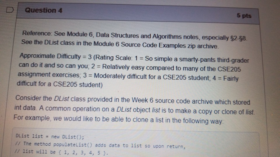 Solved Question 4 5 pts Reference. See Module 6, Data | Chegg.com
