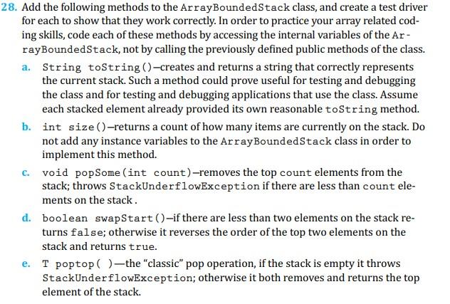 Solved 28. Add the following methods to the | Chegg.com