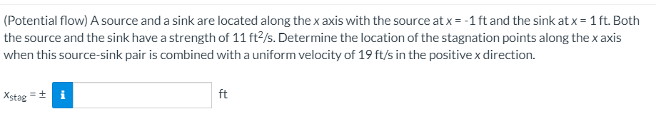 Solved (Potential flow) A source and a sink are located | Chegg.com
