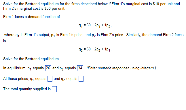 Solved Solve for the Bertrand equilibrium for the firms | Chegg.com